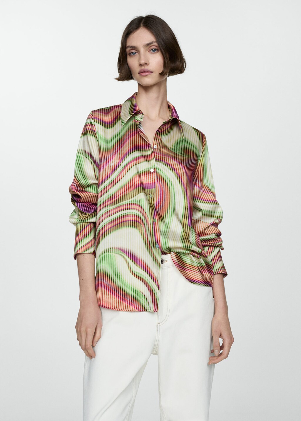 Satin print shirt | MANGO