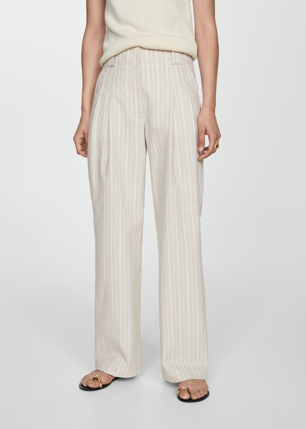Straight striped trousers