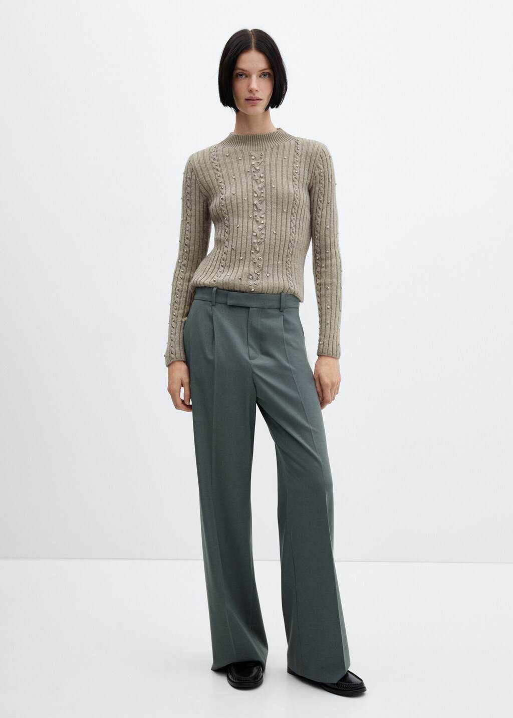 Rhinestone detail ribbed sweater - Women | MANGO USA