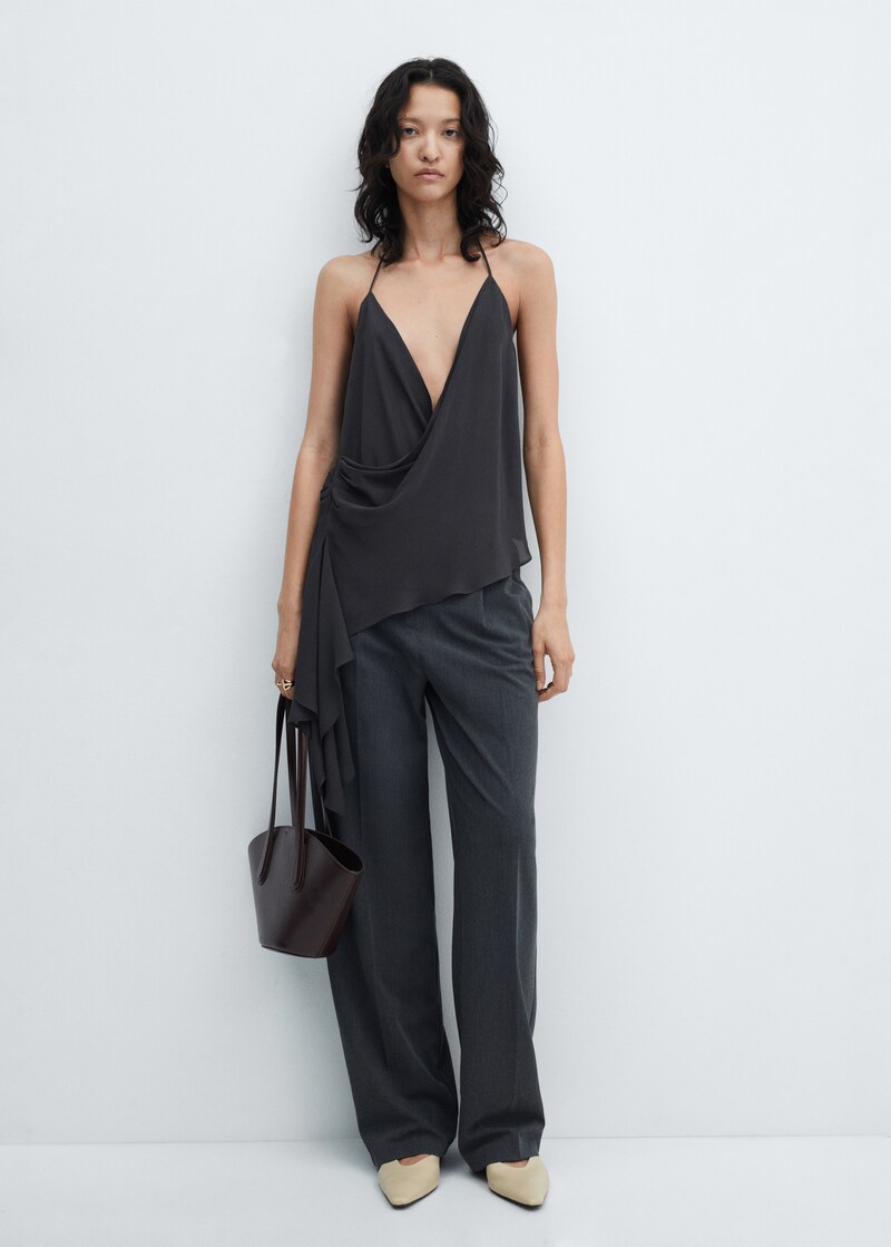 Open-back draped top - Woman | MANGO USA