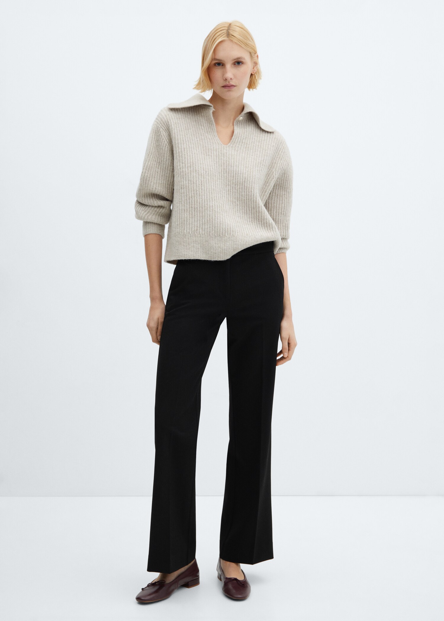 Mid-rise wideleg trousers - Woman | MANGO USA