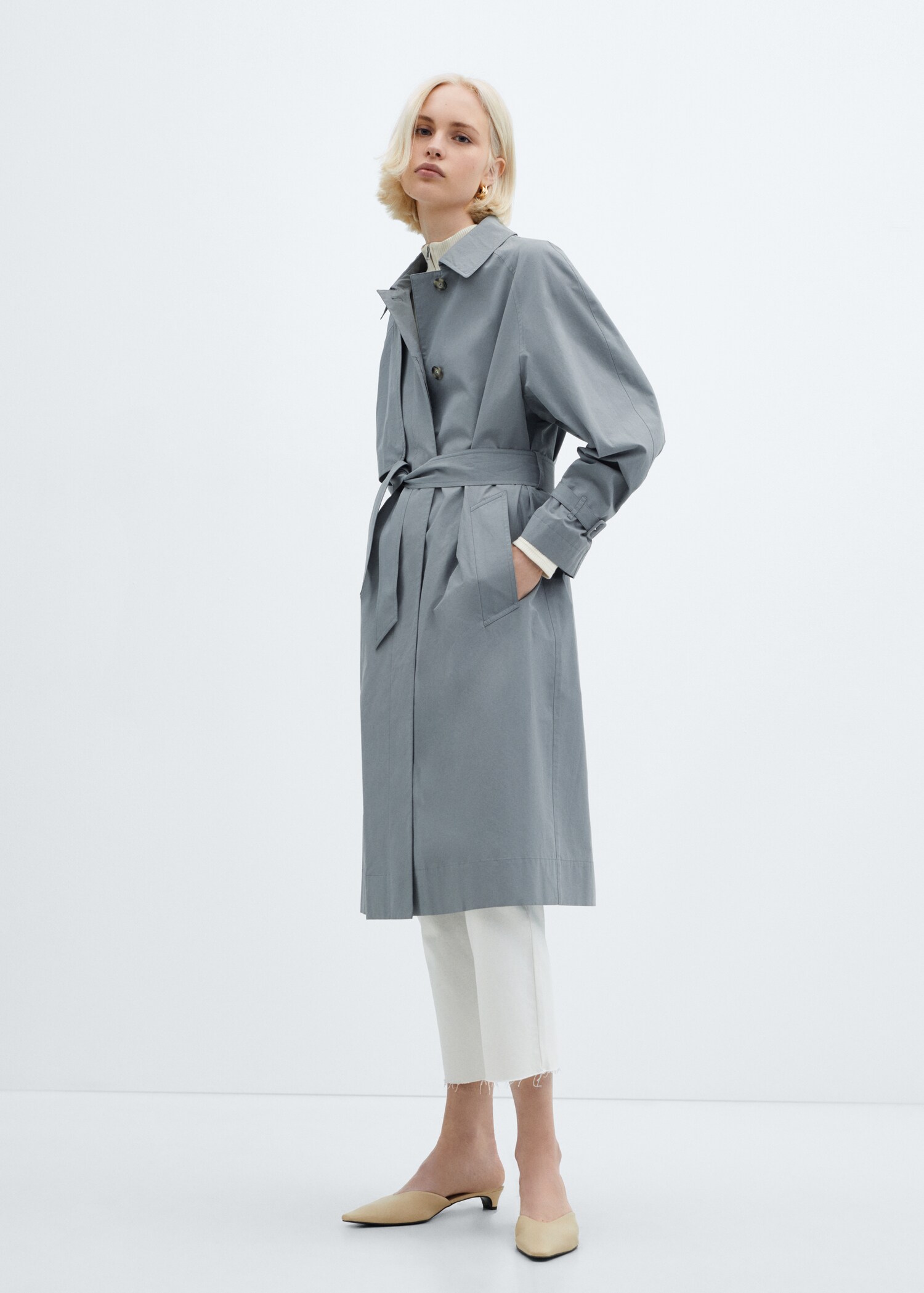 Cotton trench coat with belt - Women | MANGO USA