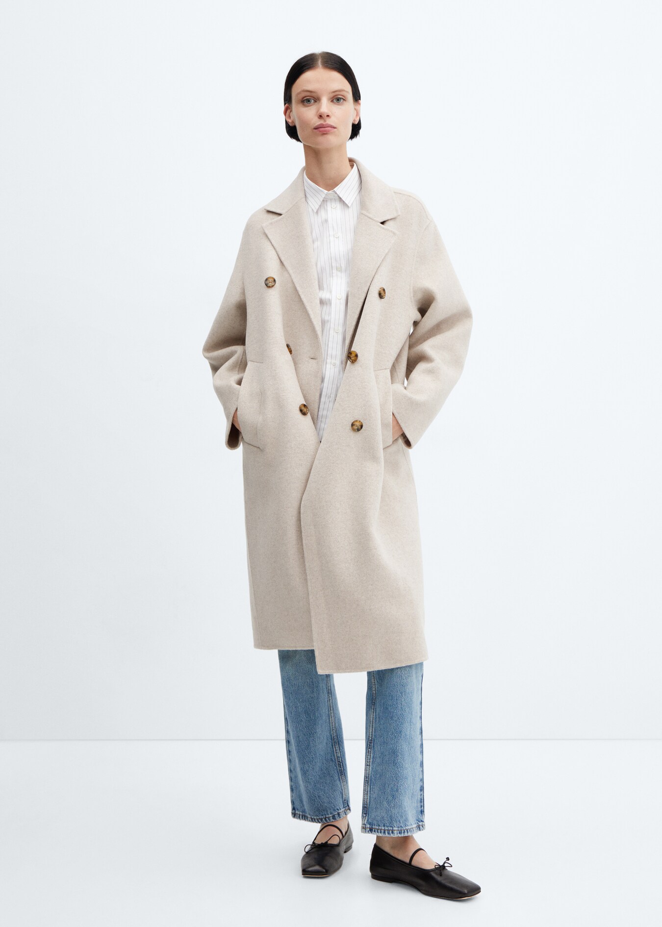 Handmade oversized wool coat - Women | MANGO USA