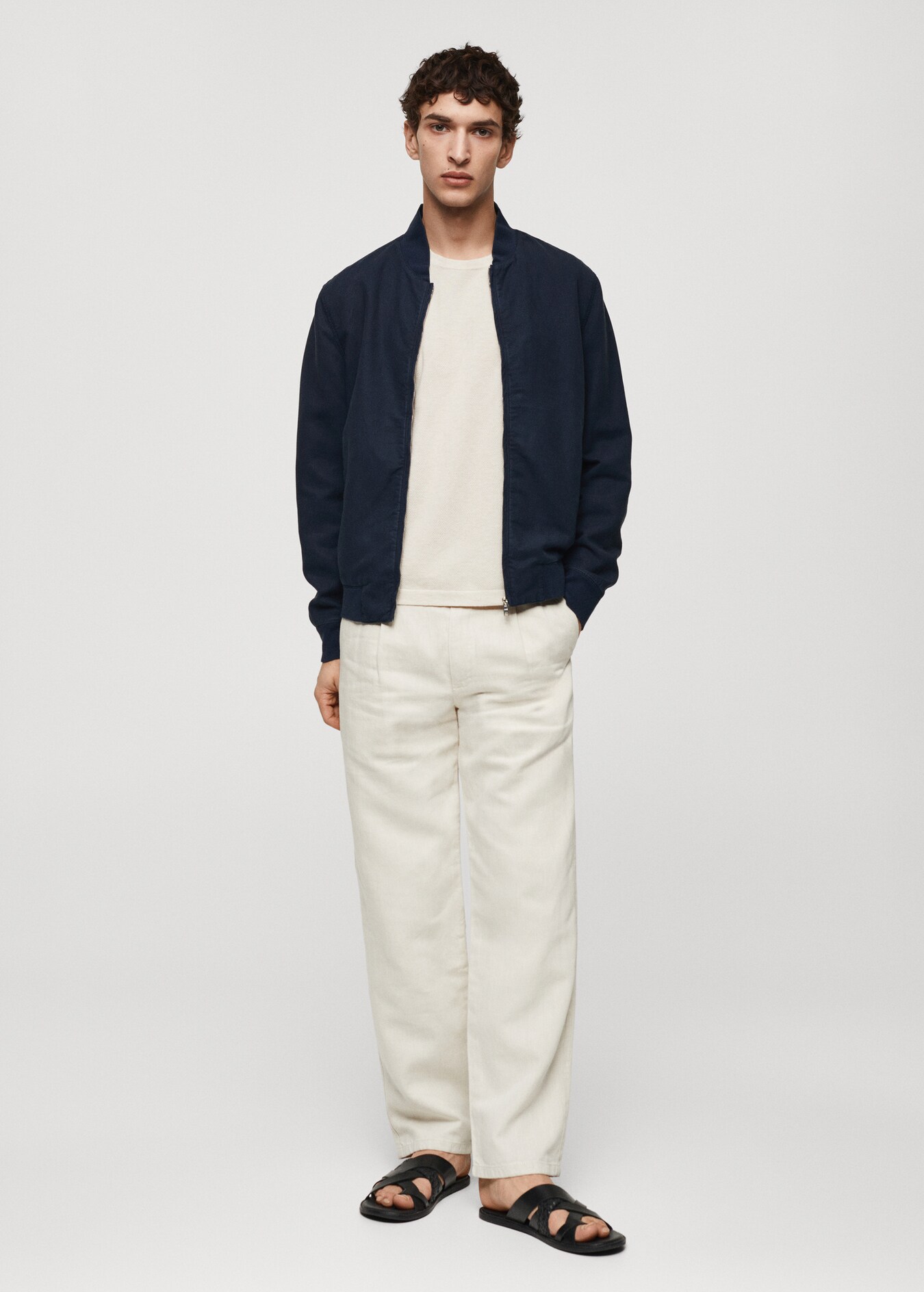 Linen lyocell bomber jacket - Men | MANGO USA