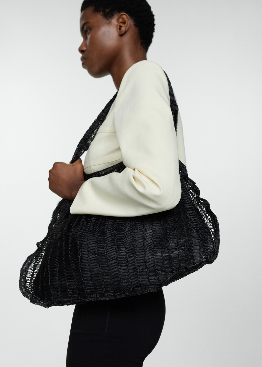 Mesh pattern shopper bag - Woman | MANGO USA