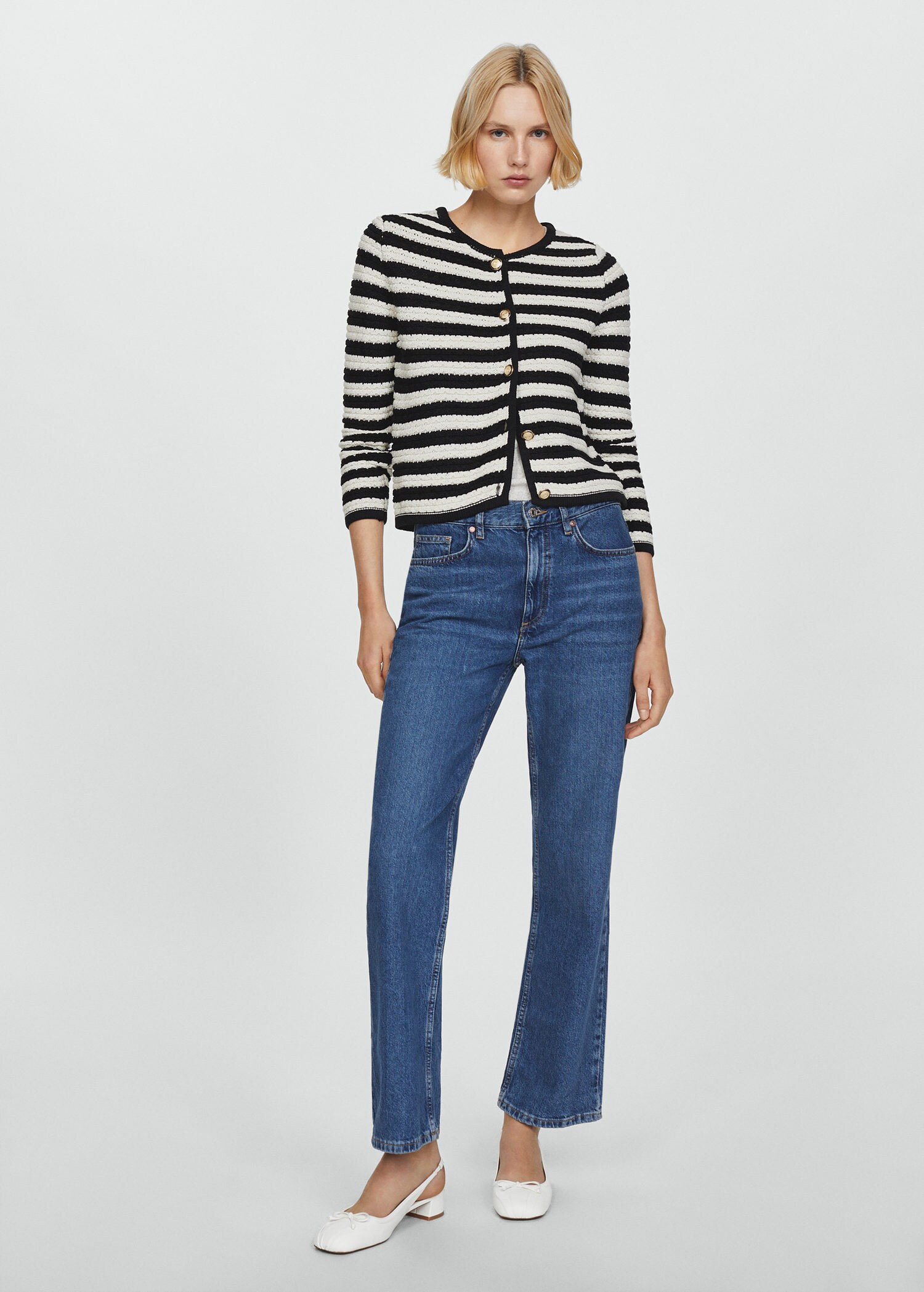 Striped cardigan with jewel buttons | MANGO