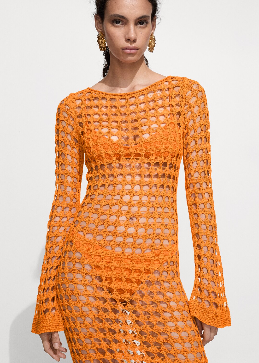 Long openwork knitted dress - Women | MANGO USA