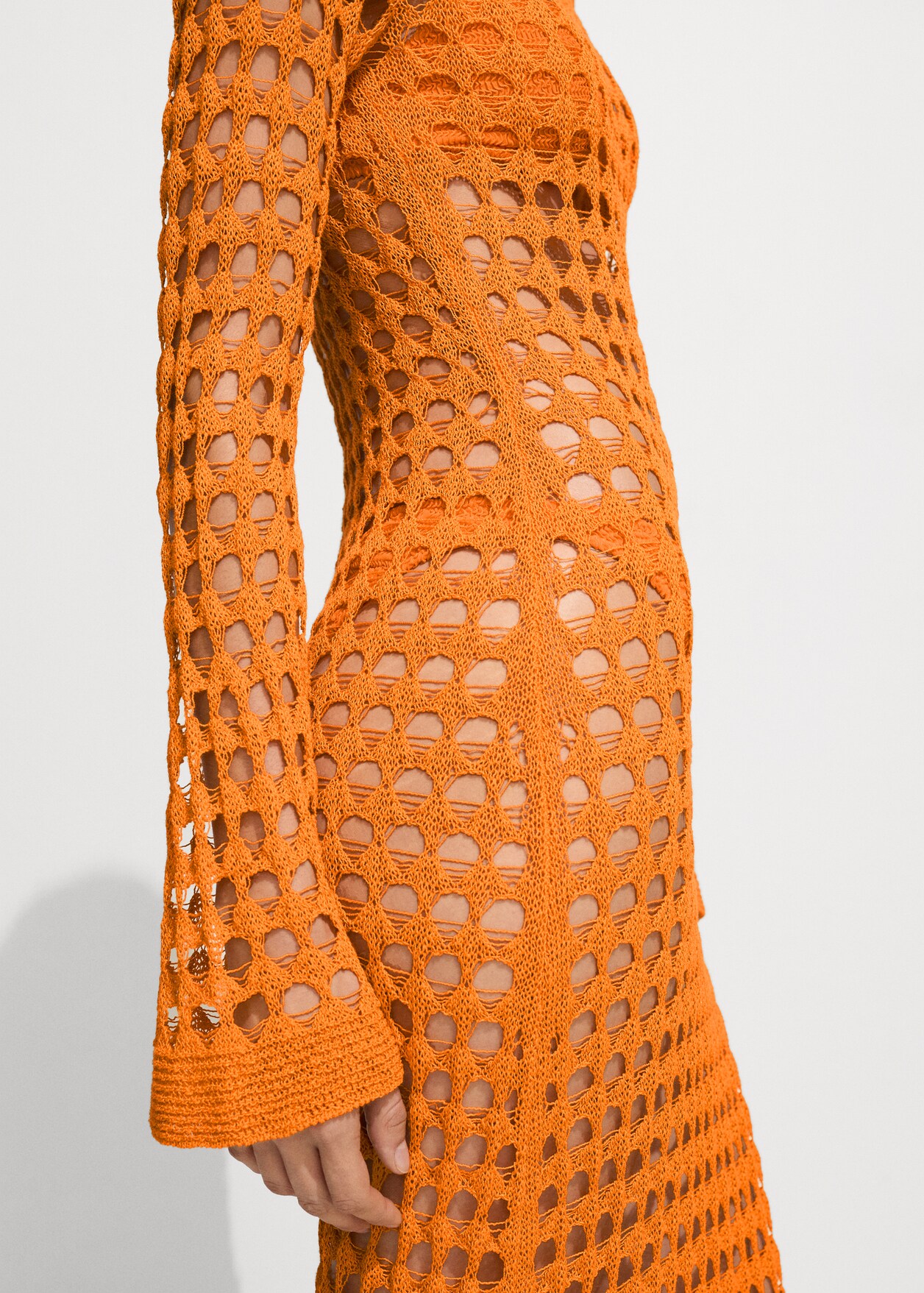 Long openwork knitted dress - Woman | MANGO USA