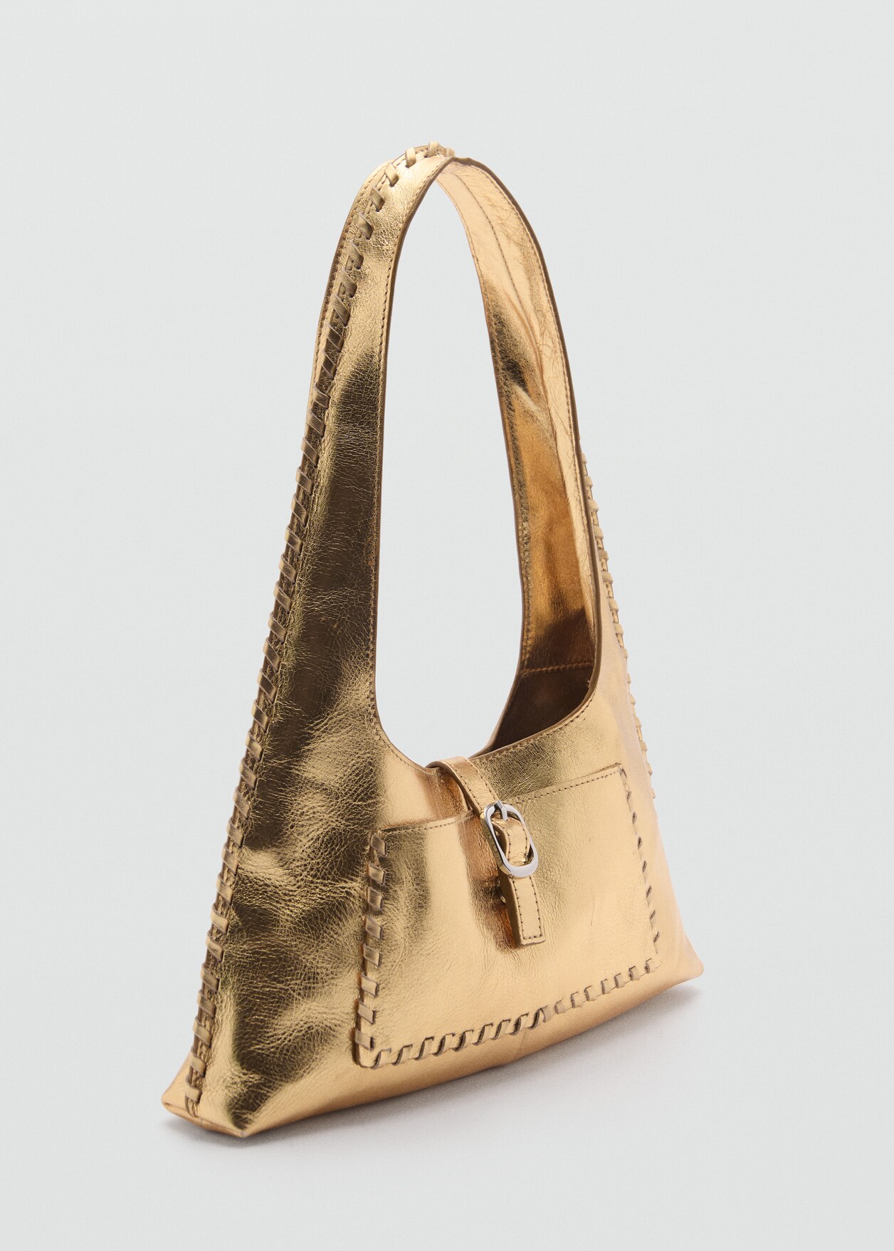 Leather metallic bag - Women | MANGO USA