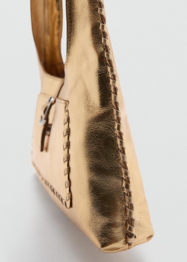 Leather metallic bag - Women | MANGO USA