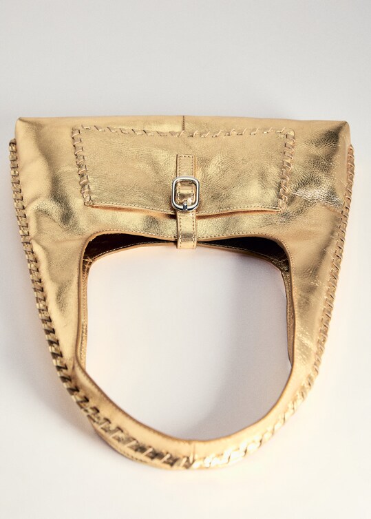 Leather metallic bag - Women | MANGO USA