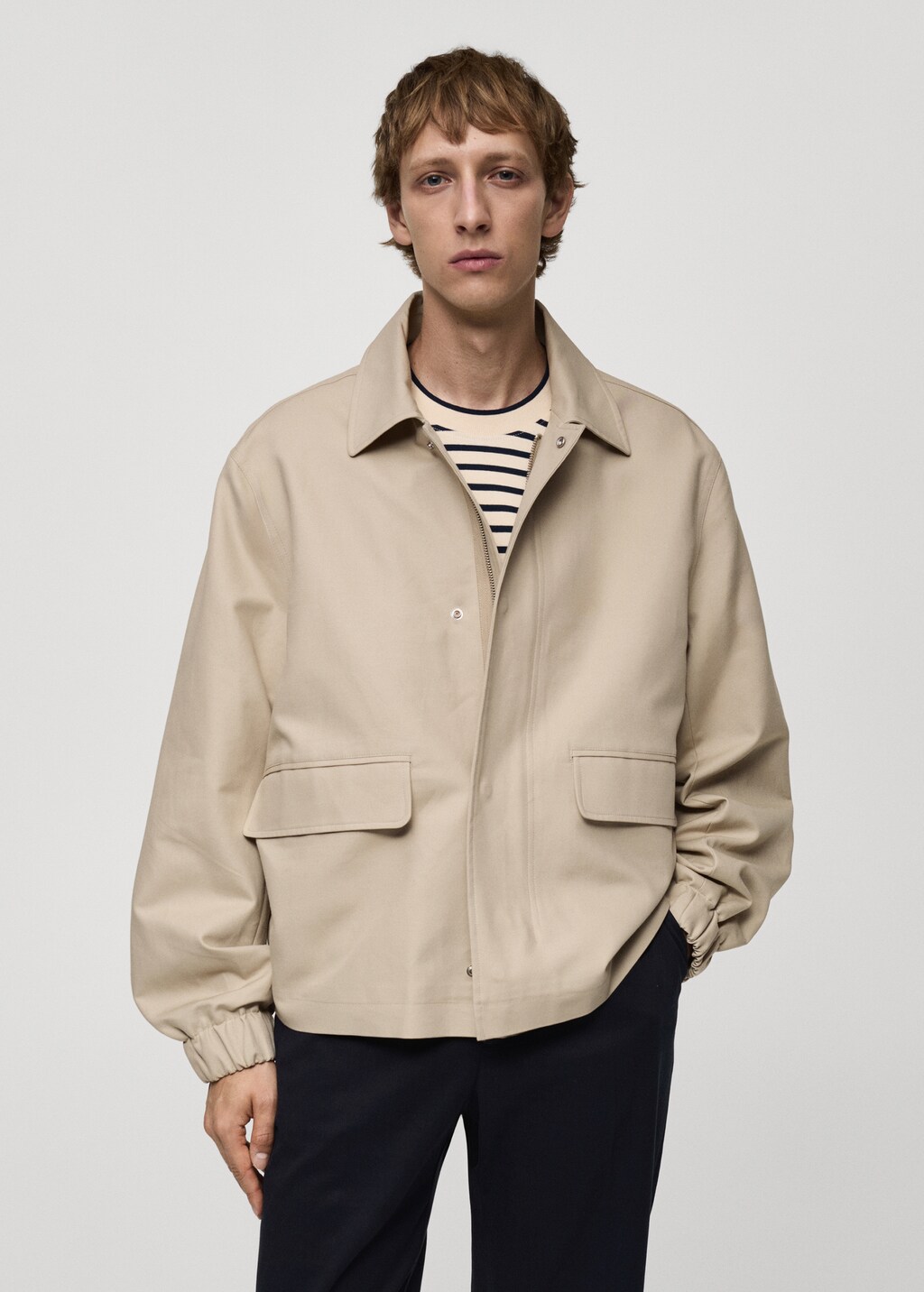 Oversized cotton jacket with pockets - Men | MANGO South Korea