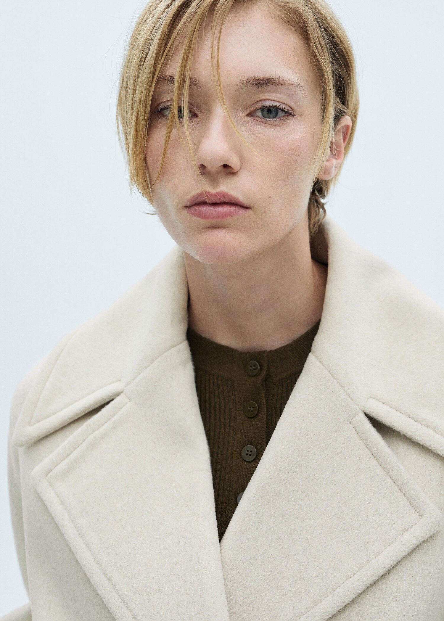 Wool double-breasted coat with buttons - Women | MANGO USA