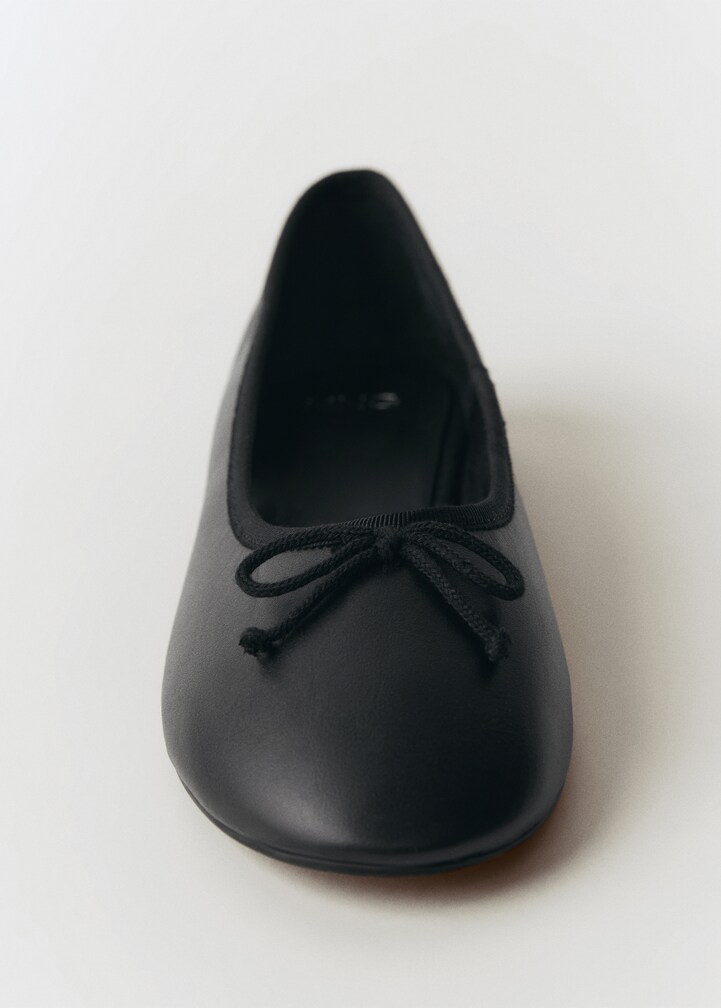 Leather Ballet Flats With Bow Women Mango Usa