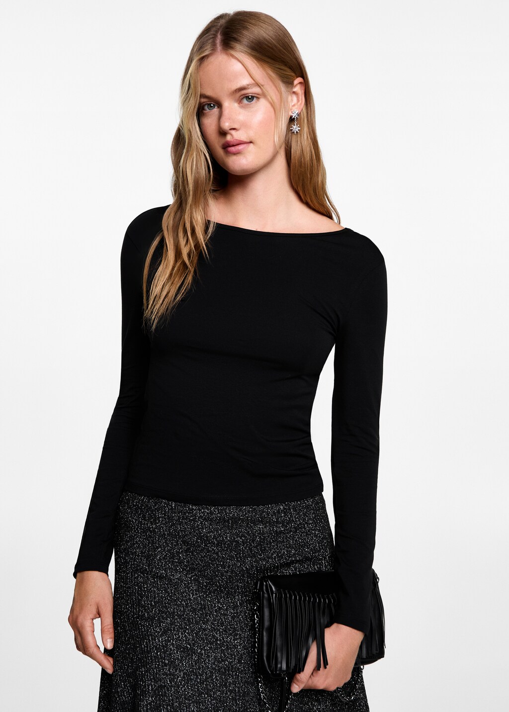 Tricou cu mânecă lungă și deschidere în spate - Teen | MANGO Romania