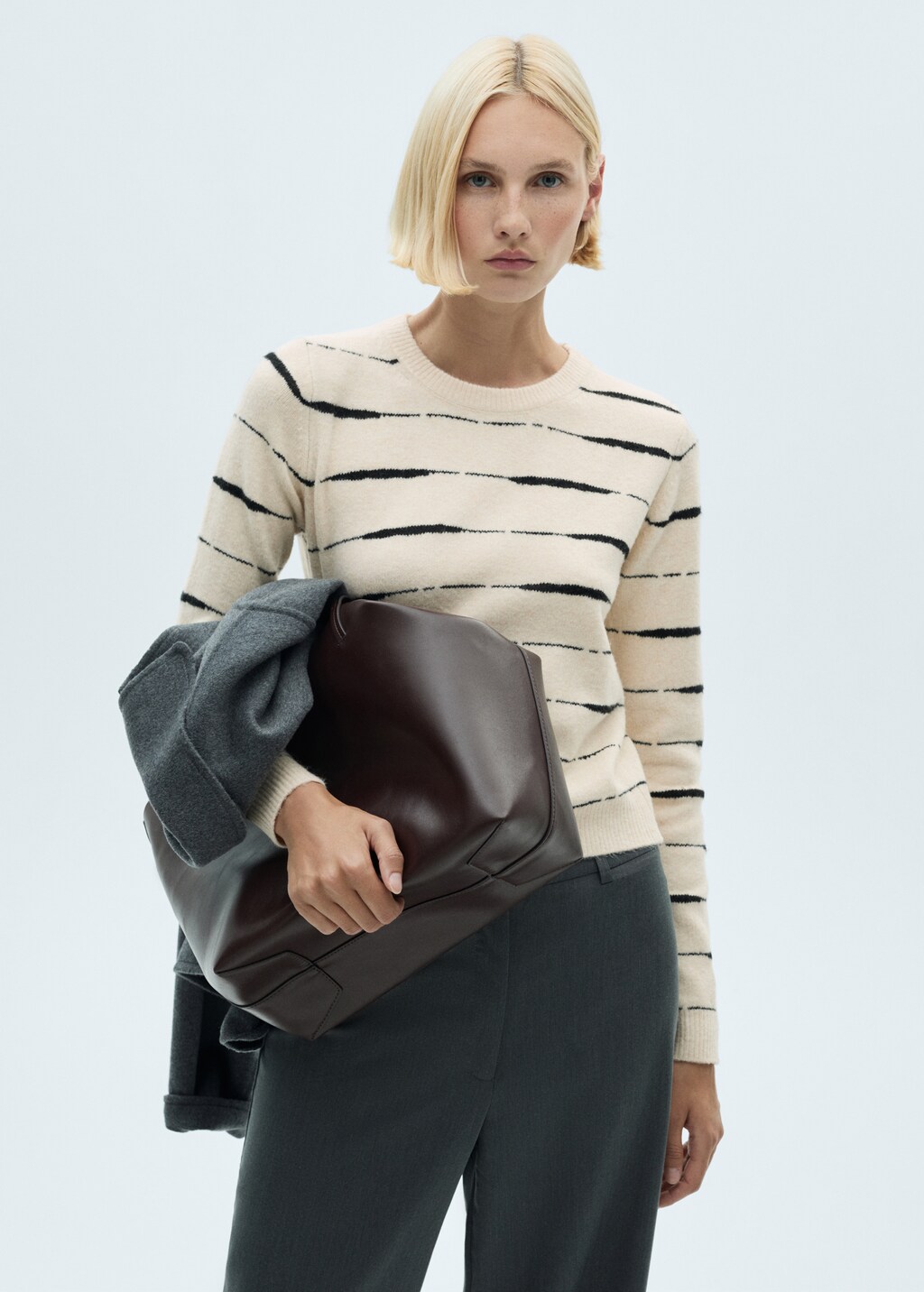 Round Neck Striped Sweater Women Mango Usa