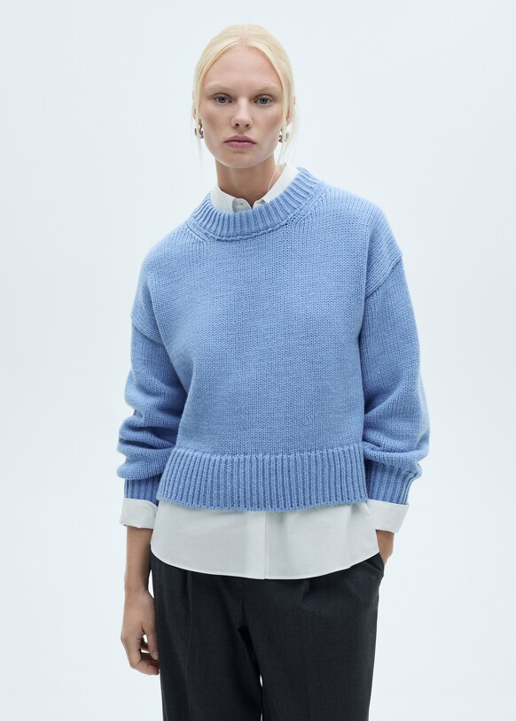 Round Neck Knitted Sweater Women Mango Usa