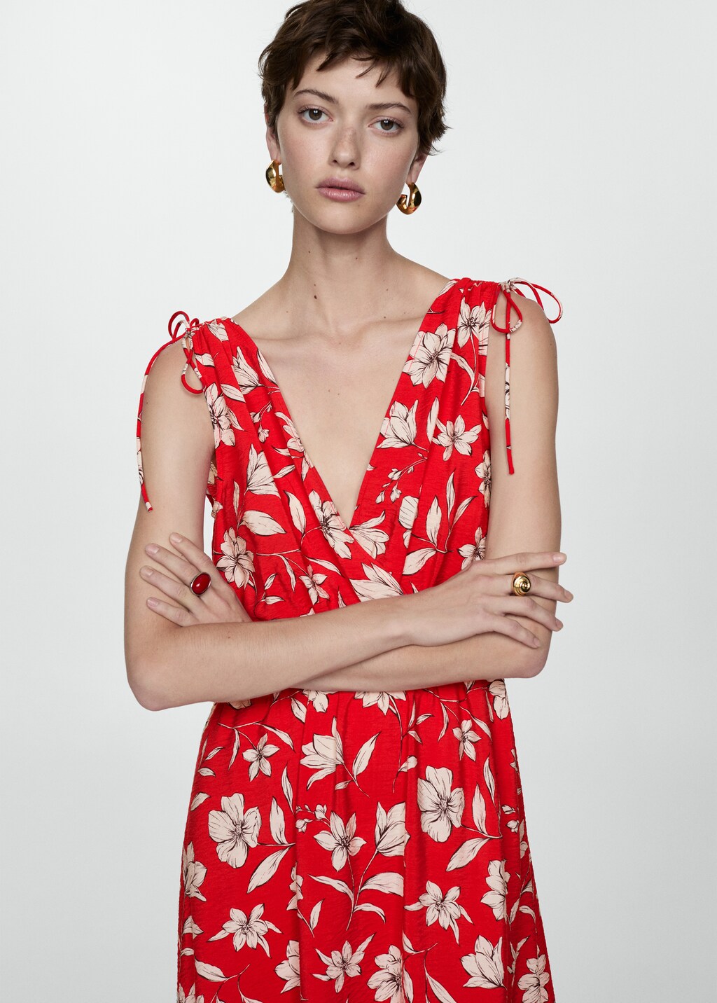 Rochie lungă imprimată - Femei | MANGO Romania