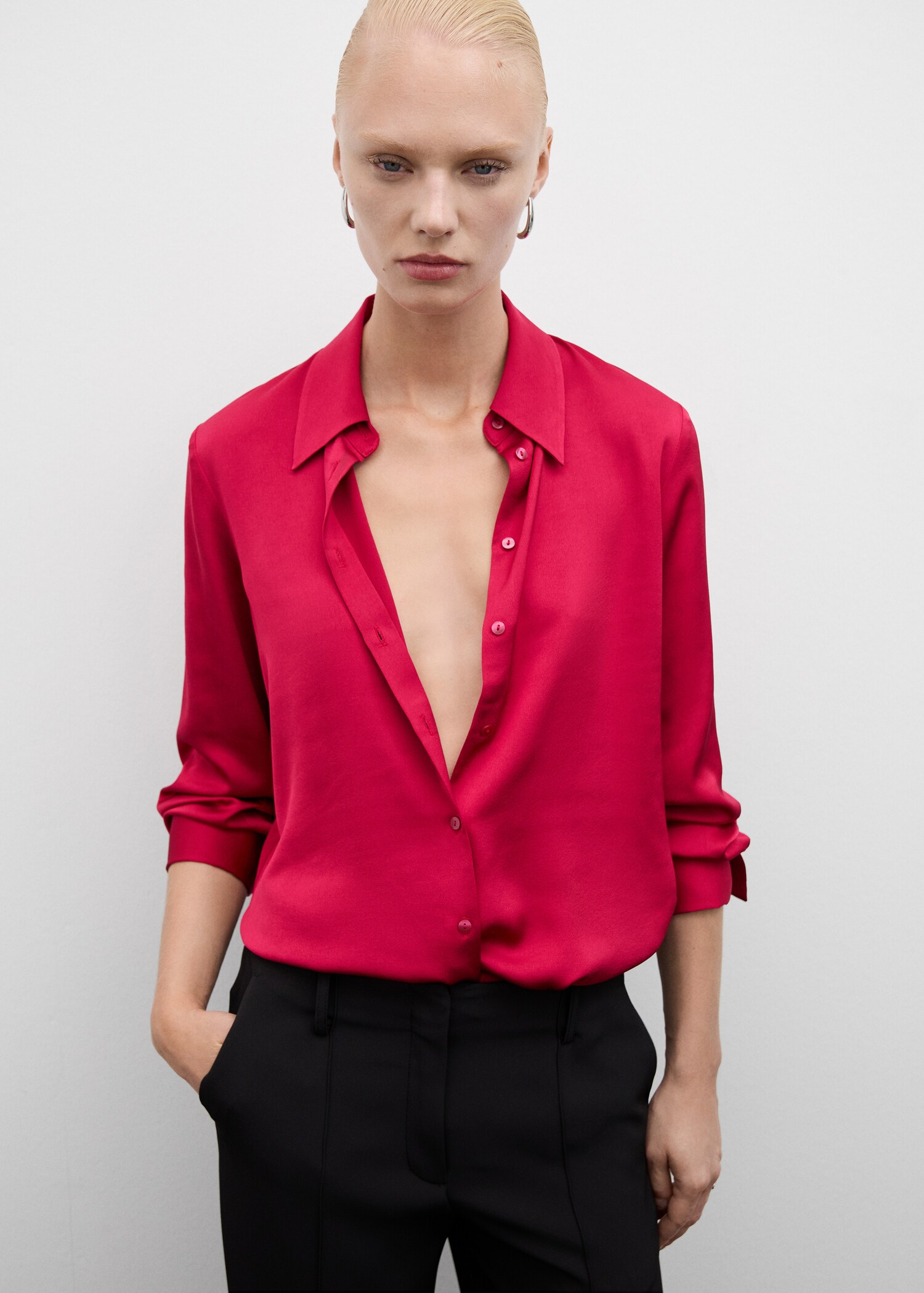 Satin Finish Flowy Shirt Women Mango Usa