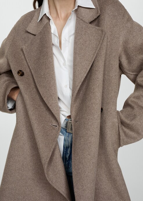 Handmade oversized wool coat - Women | MANGO USA