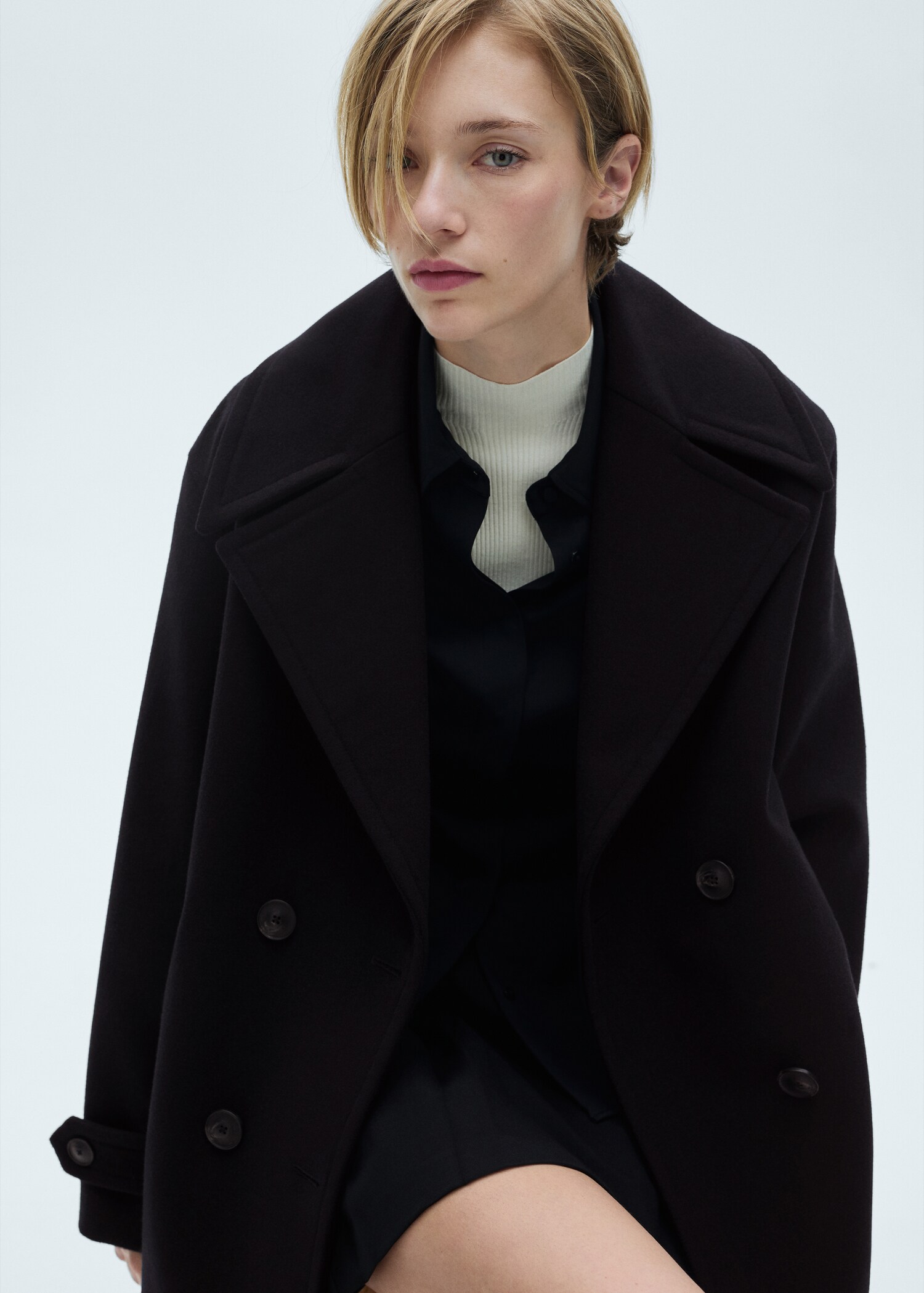 Double-breasted wool coat - Women | MANGO USA
