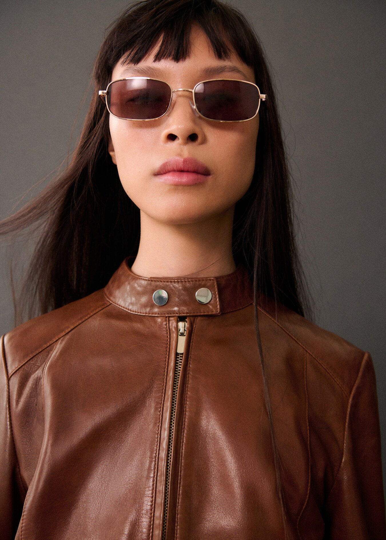 Leather zipper jacket - Women | MANGO USA