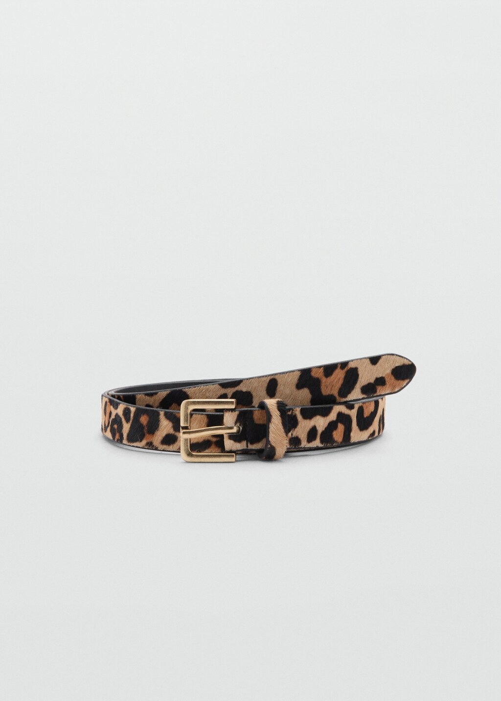 Thin leopard leather belt - Woman | MANGO Philippines