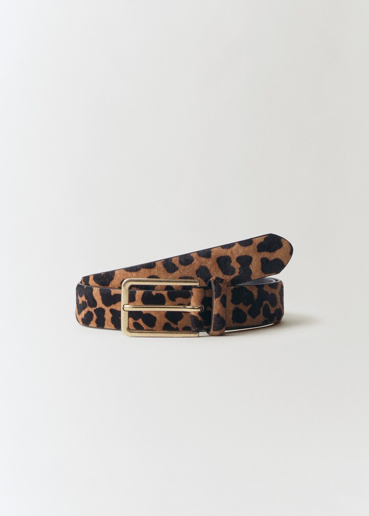 Leopard-print leather belt - Women | MANGO USA