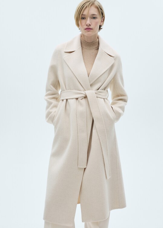Wool Coat With Handmade Belt Women Mango Usa