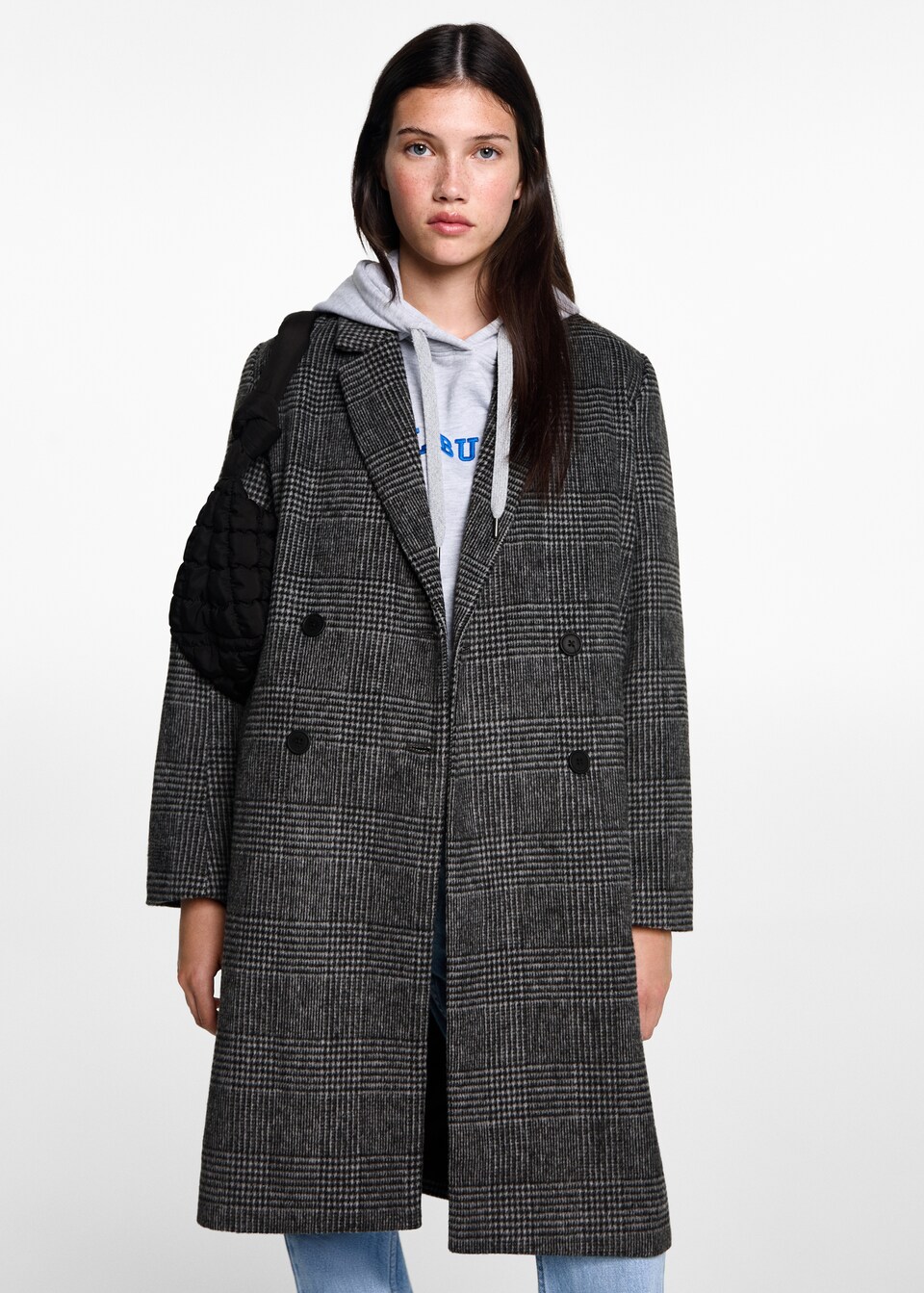 Checked wool-blend overcoat - Teen | MANGO USA
