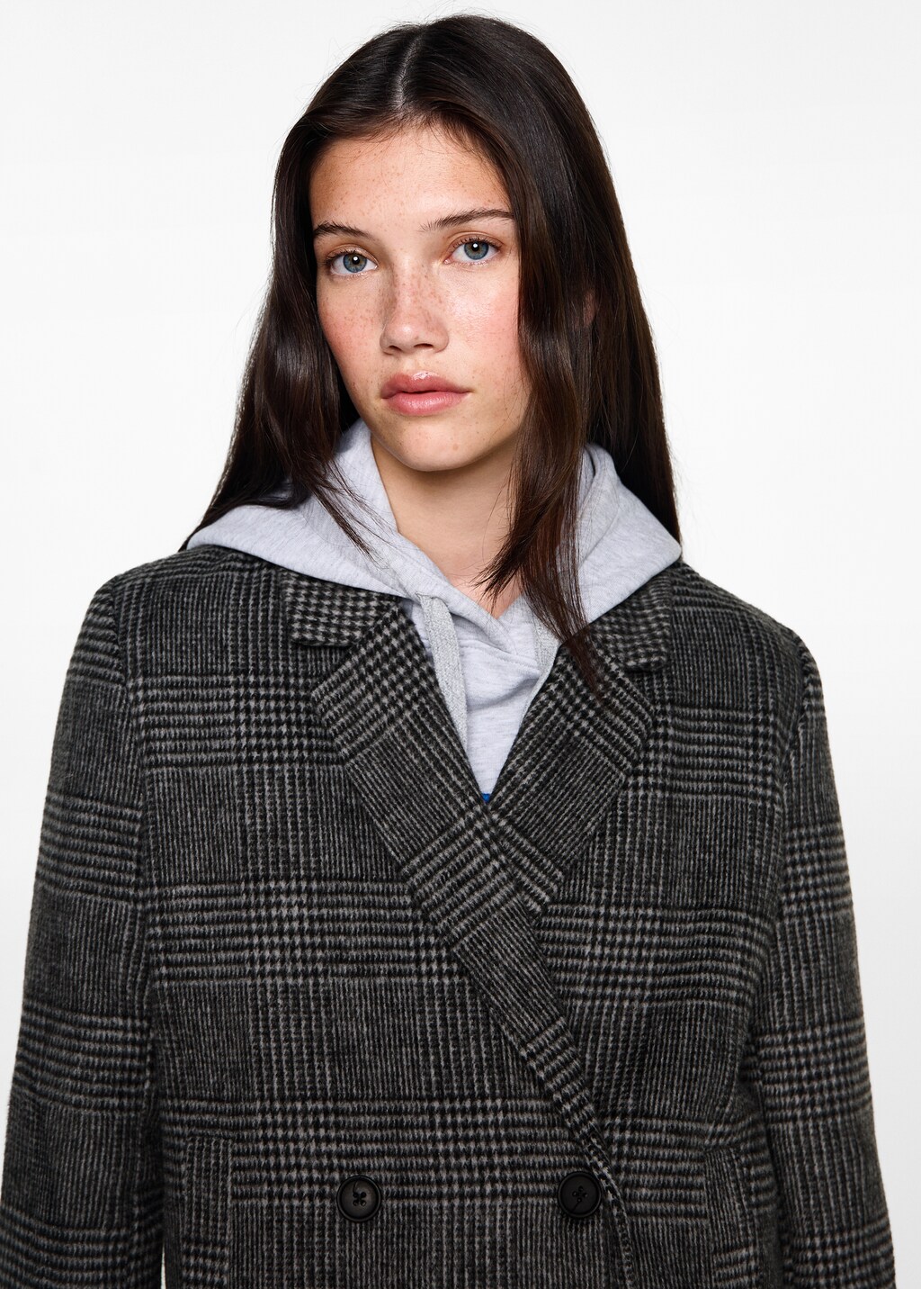 Checked wool-blend overcoat - Teen | MANGO USA
