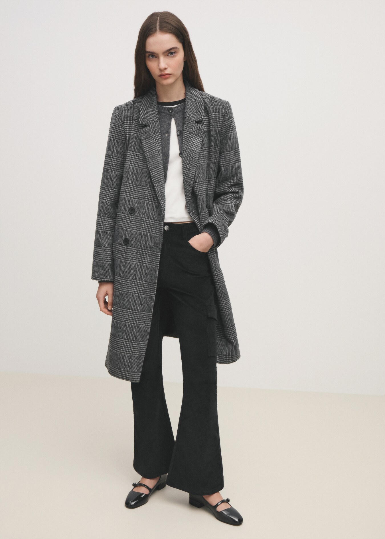 Checked wool-blend overcoat - Teen | MANGO USA