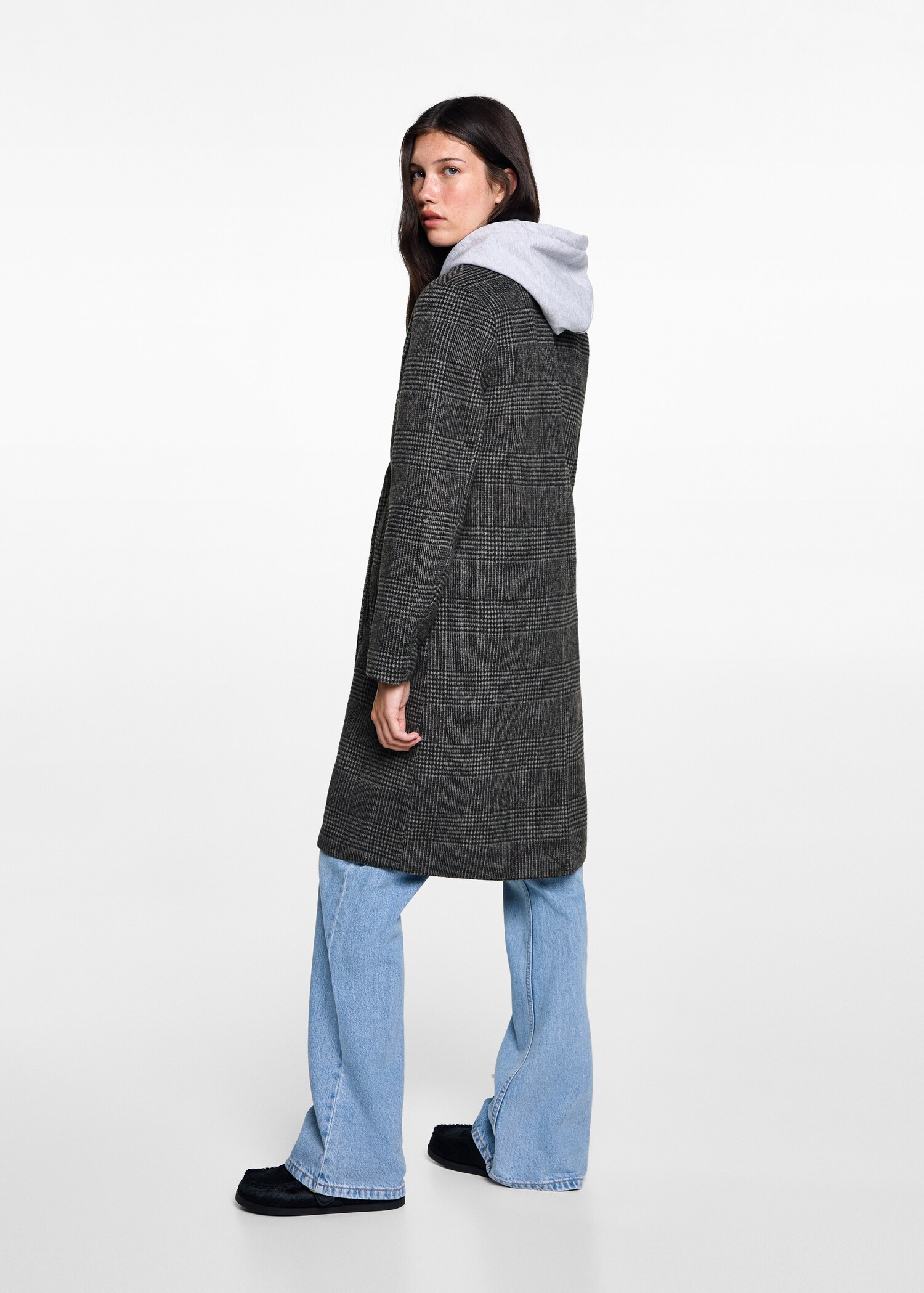 Checked wool-blend overcoat - Teen | MANGO USA