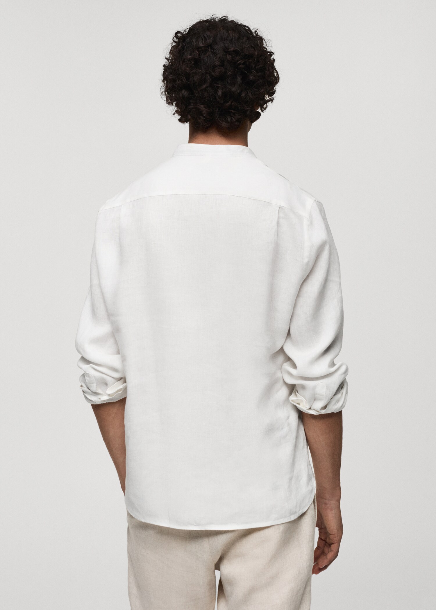 100% linen Mao collar shirt - Men | MANGO USA
