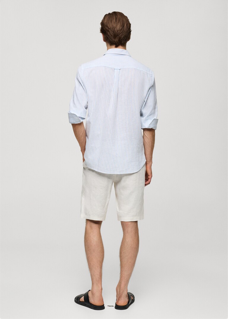 Regular-fit striped cotton-linen shirt - Men | MANGO USA