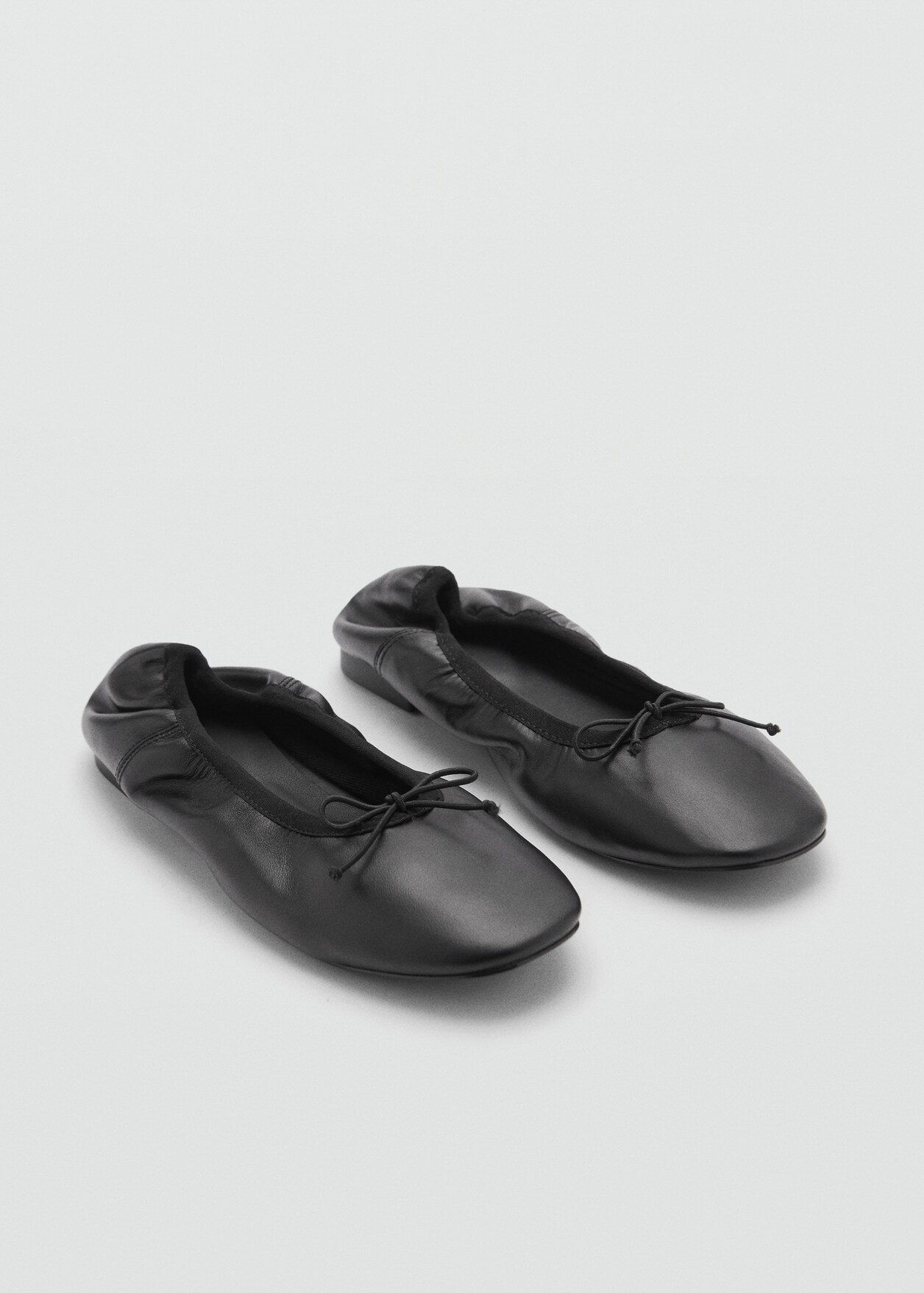 Leather Ballet Flats With Bow Women Mango Usa
