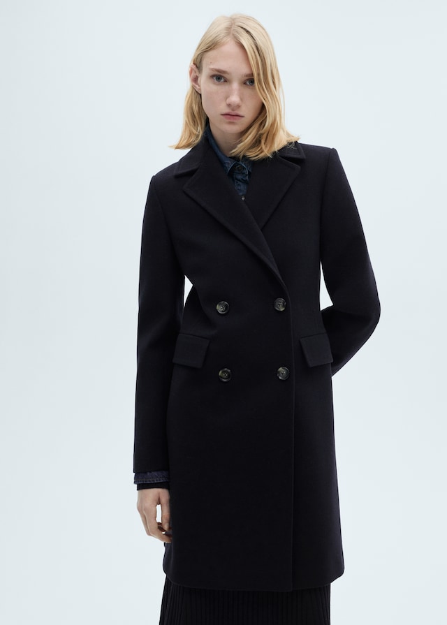Double-breasted wool coat - Women | MANGO USA