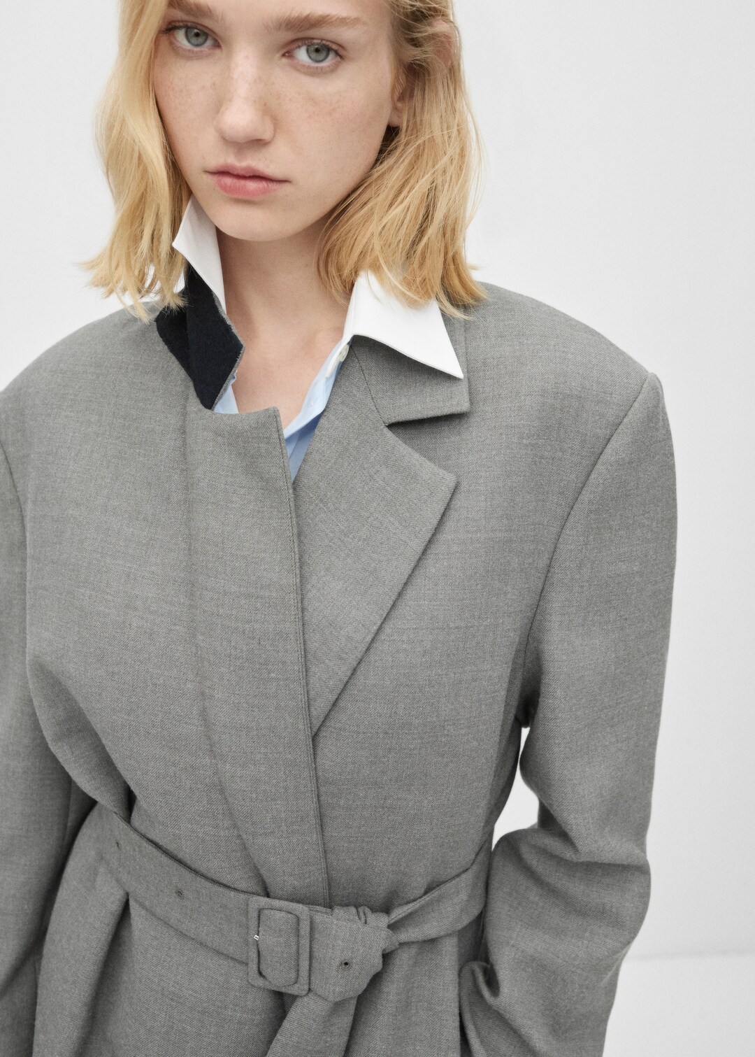 Double-breasted coat with belt - Women | MANGO USA