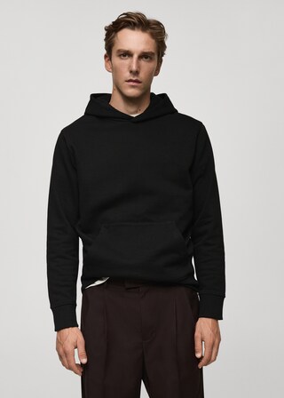 Cotton kangaroo-hooded sweatshirt - Men | MANGO USA