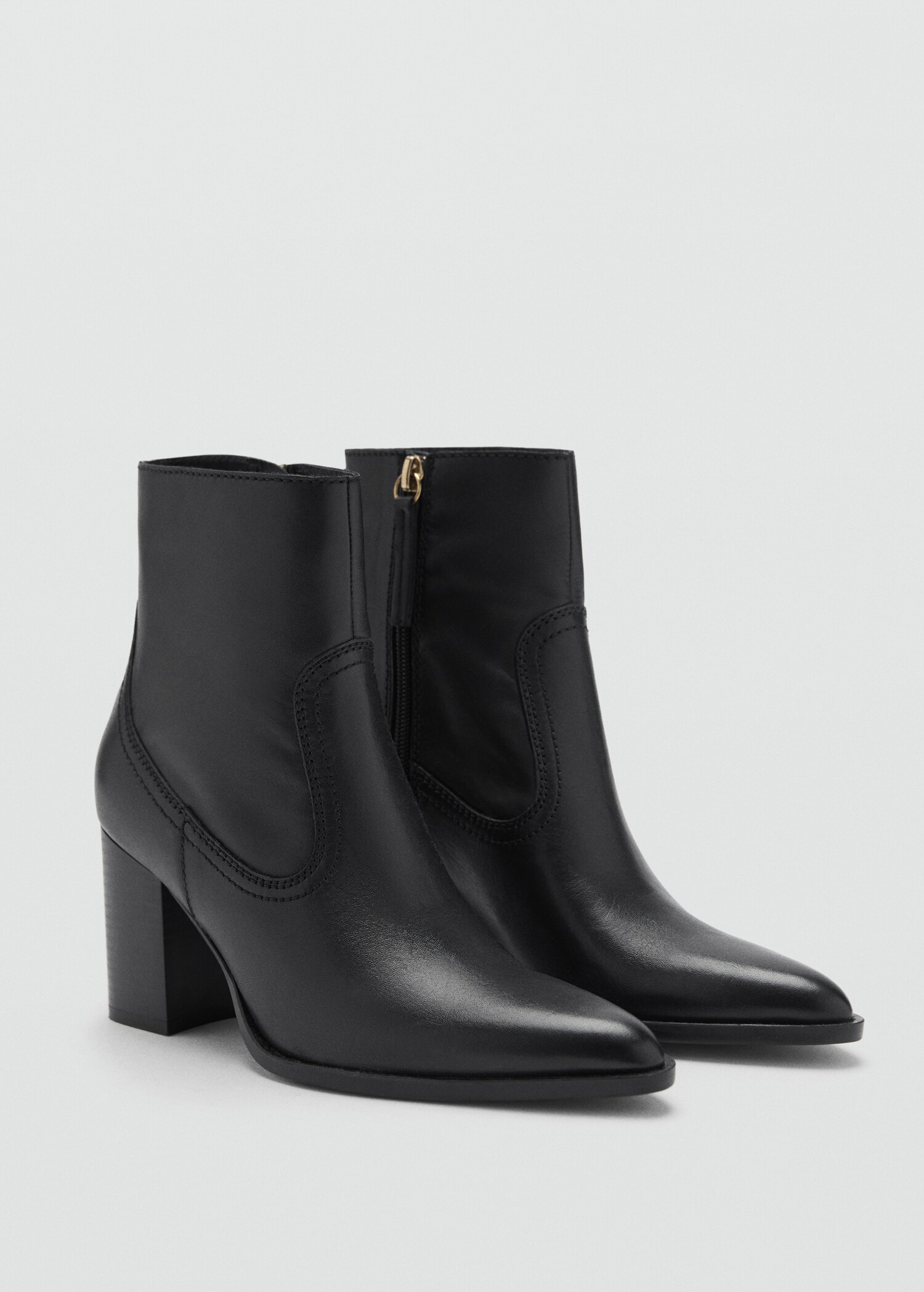 Leather pointed ankle boots - Women | MANGO USA