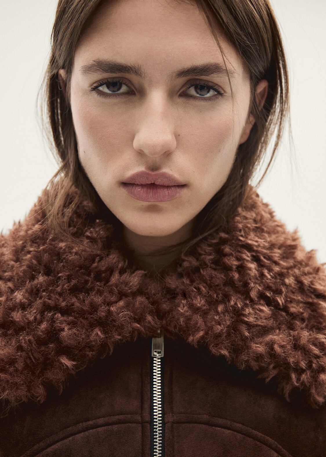 Suede-effect jacket with fleece collar - Women | MANGO USA