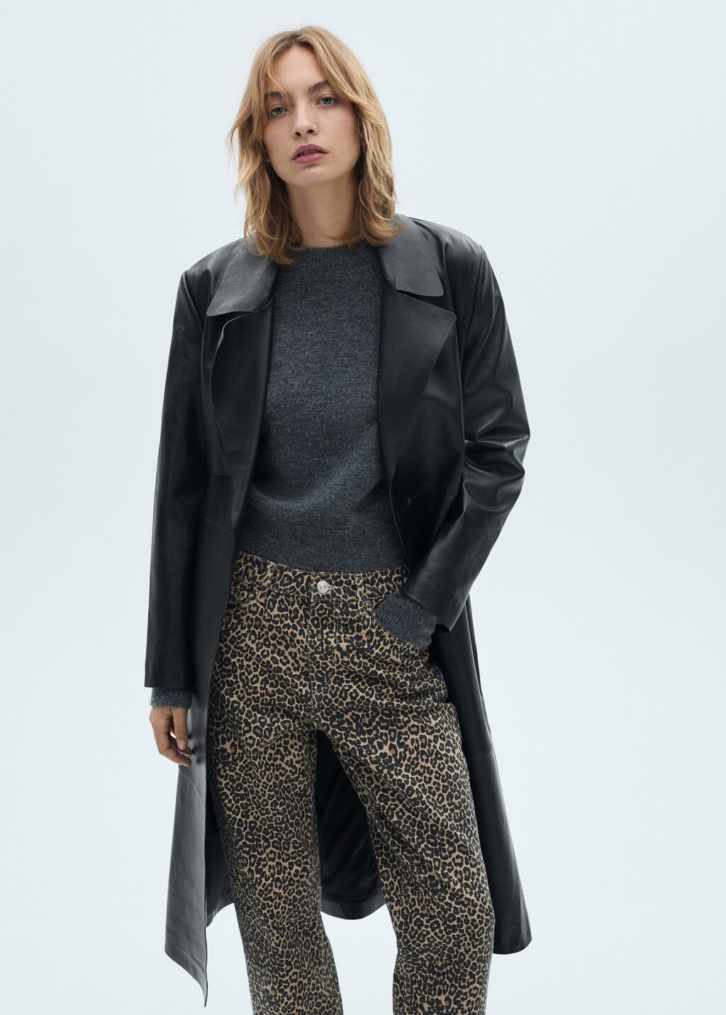 Leopard-print straight jeans - Women | MANGO USA