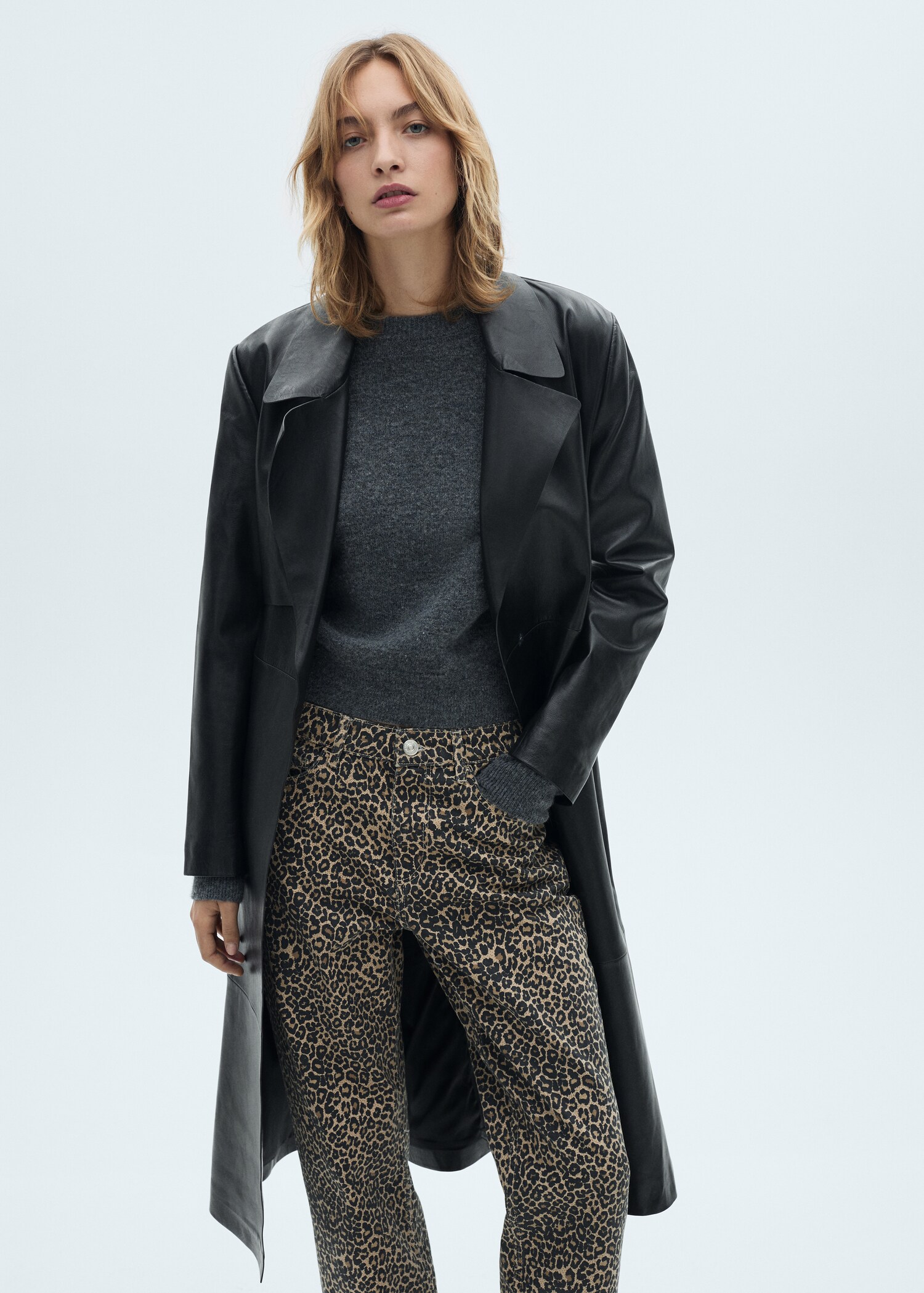 Leopard-print straight jeans - Women | MANGO USA