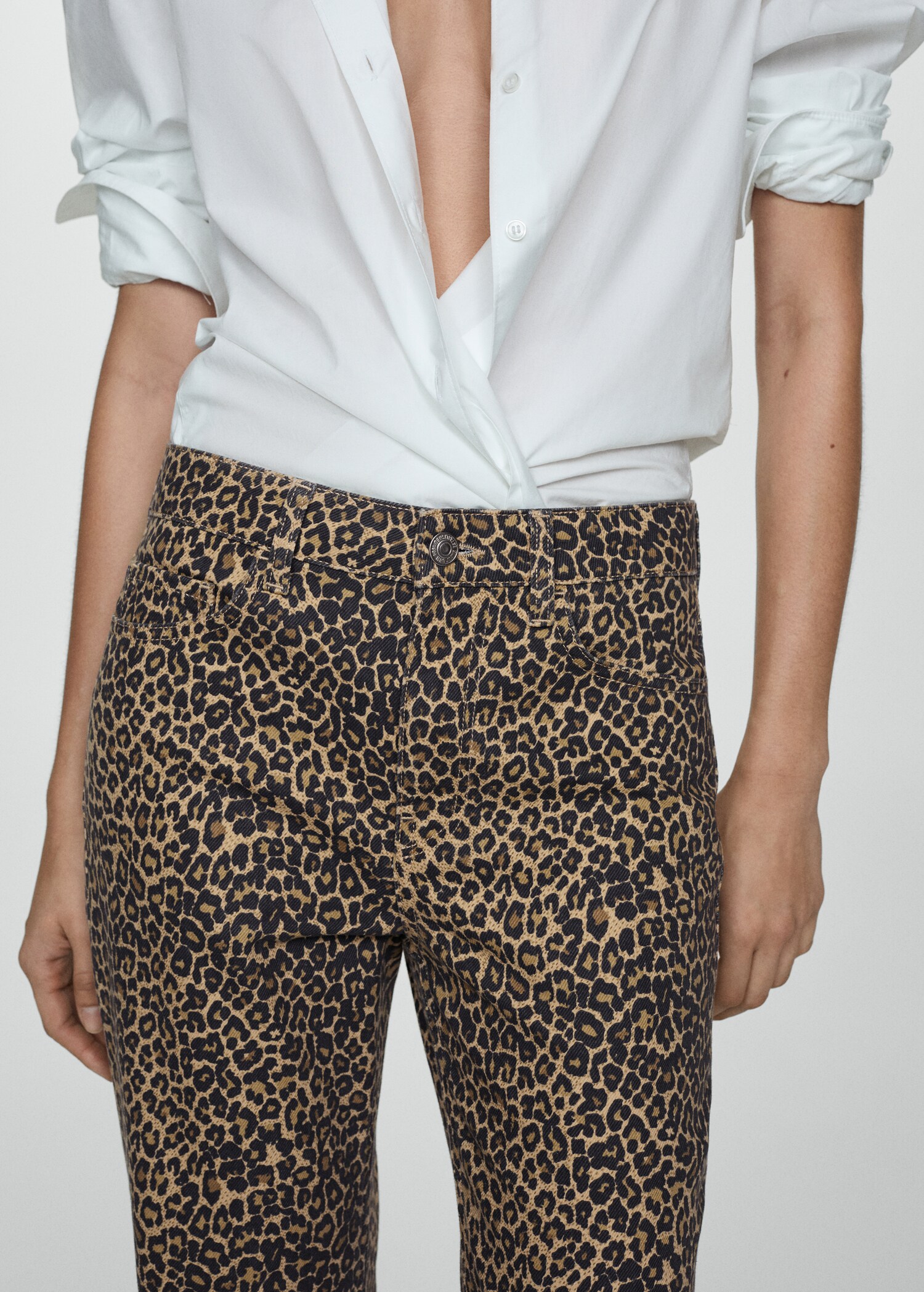 Leopard-print straight jeans - Women | MANGO USA
