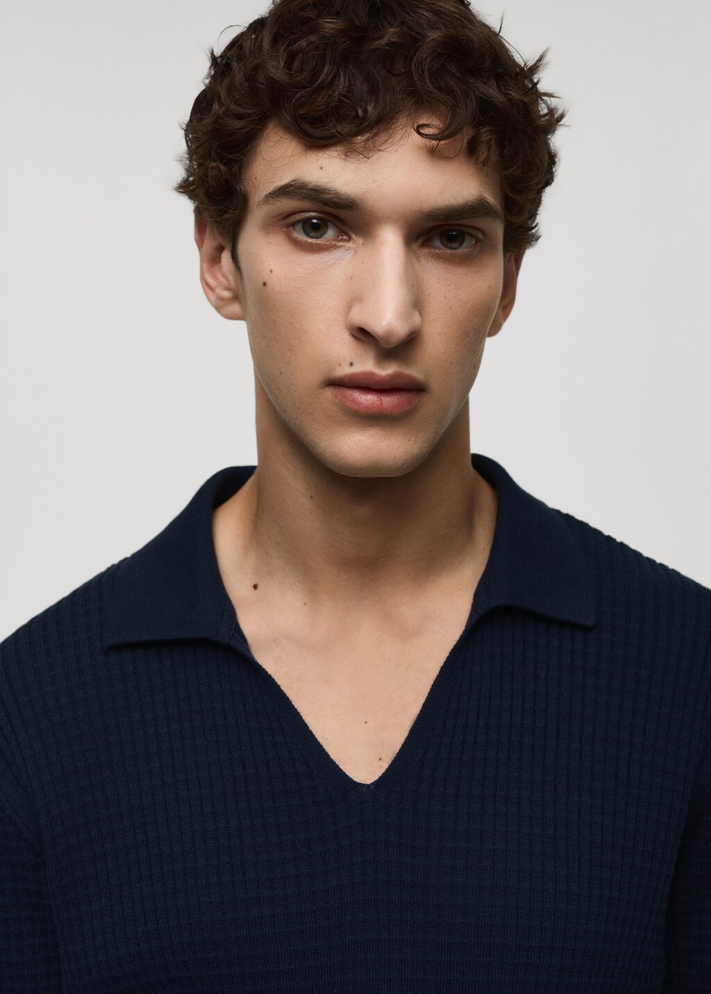 Ribbed Knit Polo Shirt Men Mango Usa