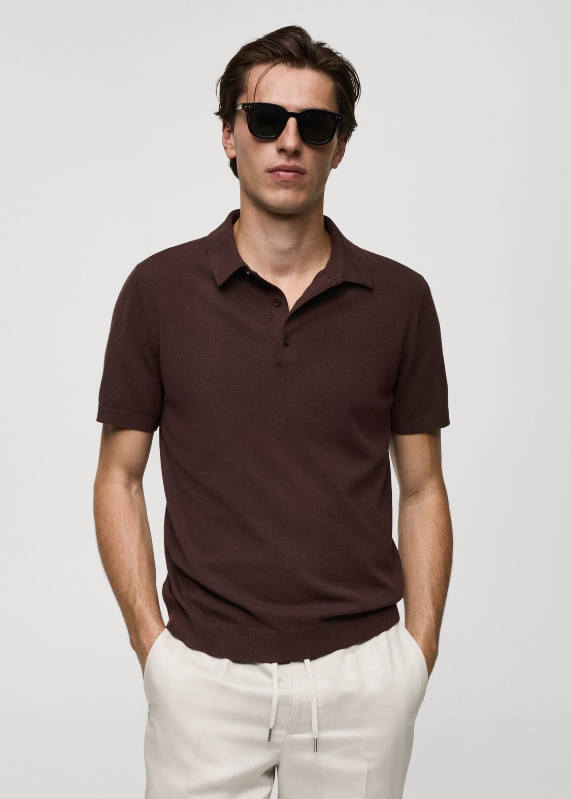 Fine Knit Polo Shirt Men Mango Usa