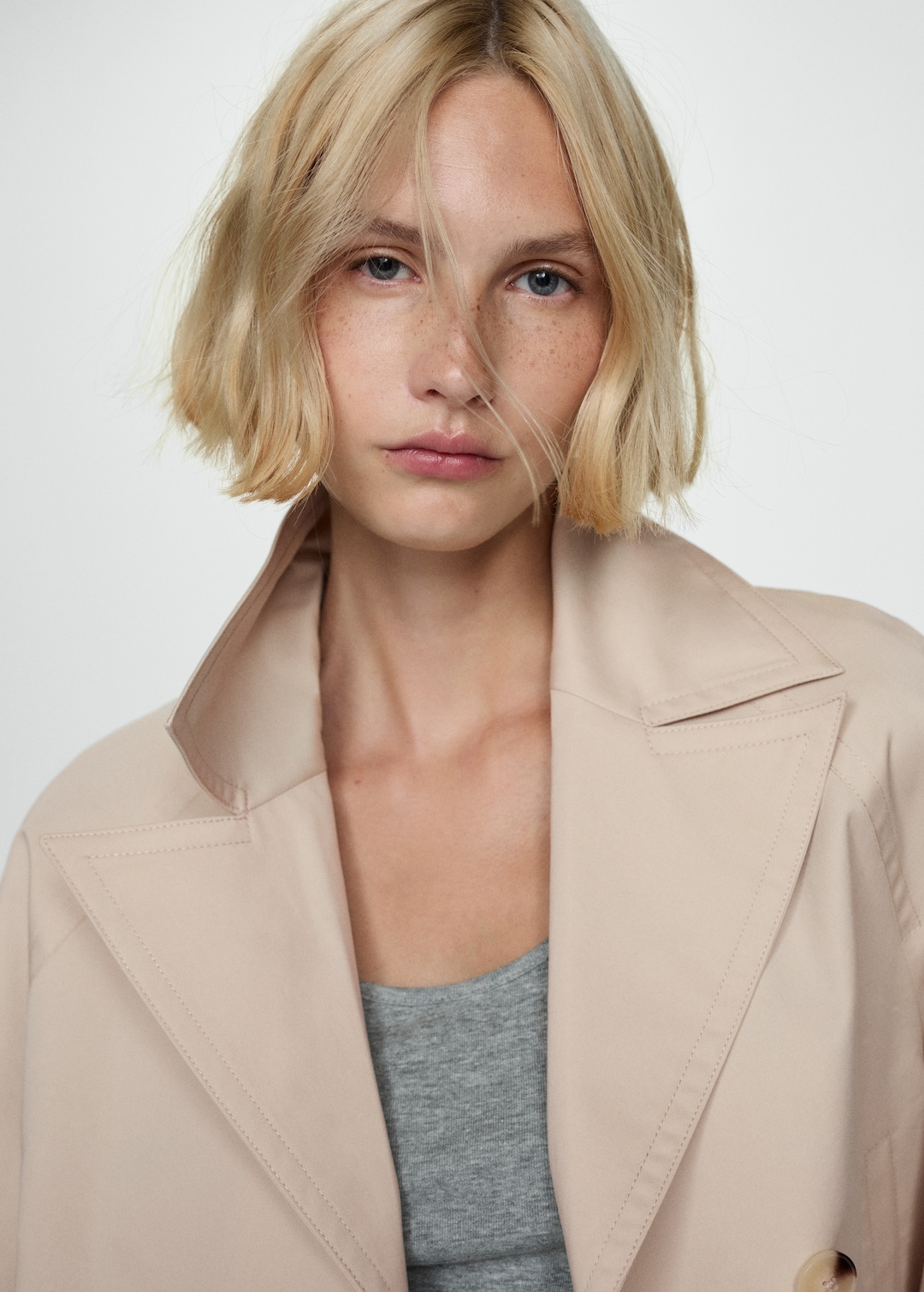 Double Breasted Cropped Trench Coat Women Mango Usa