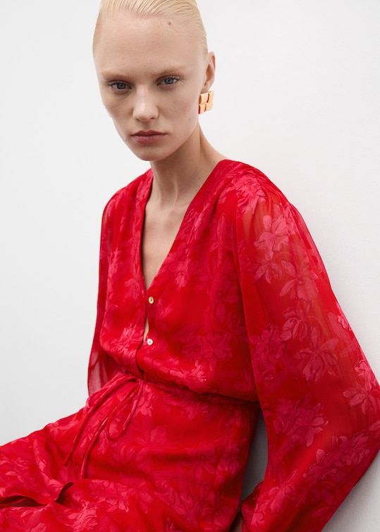 Floral-print dress with knot detail - Women | MANGO USA
