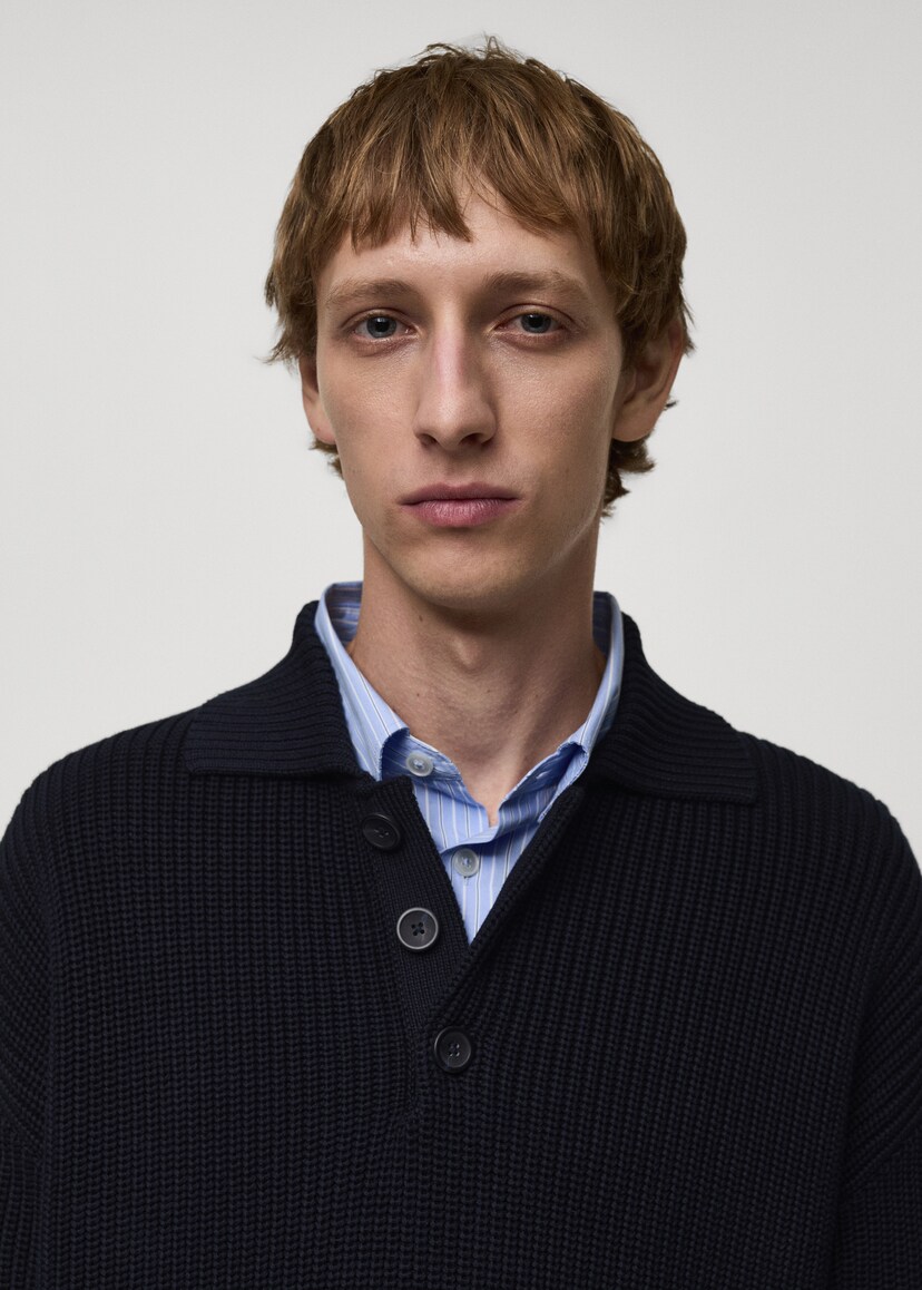 Chunky Ribbed Polo Sweater Men Mango Usa