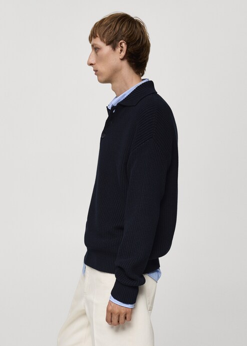 Chunky Ribbed Polo Sweater Men Mango Usa